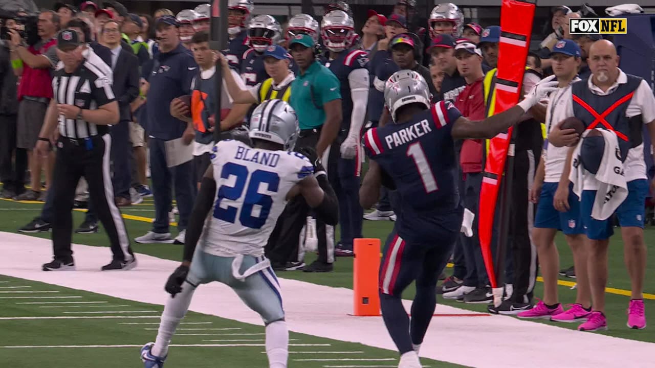 New England Patriots quarterback Bailey Zappe shows touch on 22-yard back-shoulder loft to wide ...