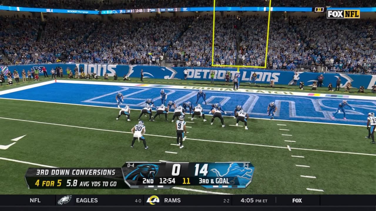 Quarterback Bryce Young connects with tight end Tommy Tremble for Carolina Panther TD