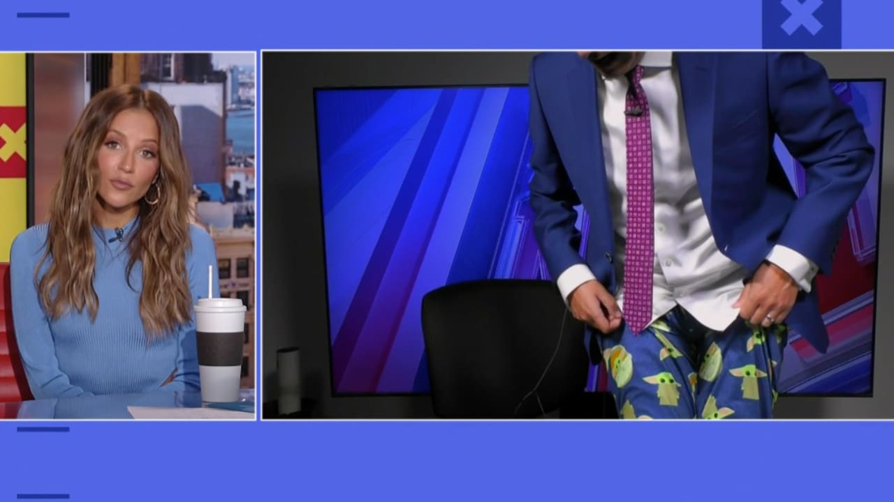 Will Selva shows off his pajamas during his goodbye to Kay Adams