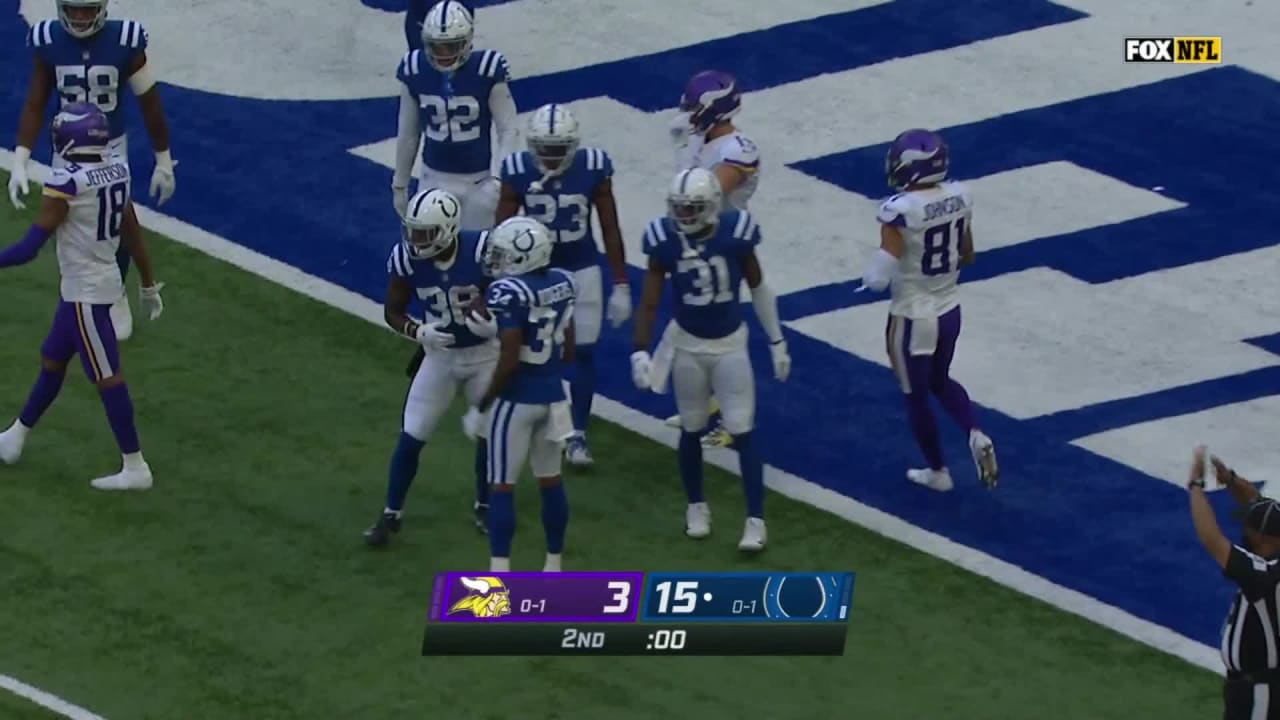 Indianapolis Colts cornerback T.J. Carrie picks off Minnesota Vikings ...