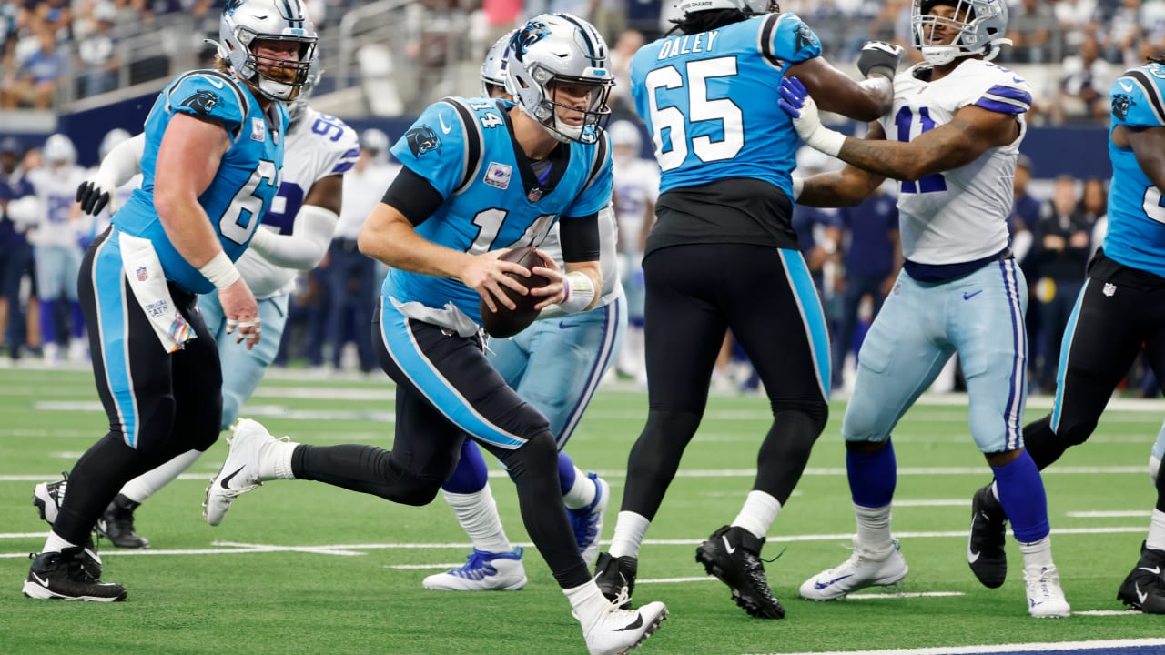Carolina Panthers quarterback Sam Darnold turns a quarterback draw into ...