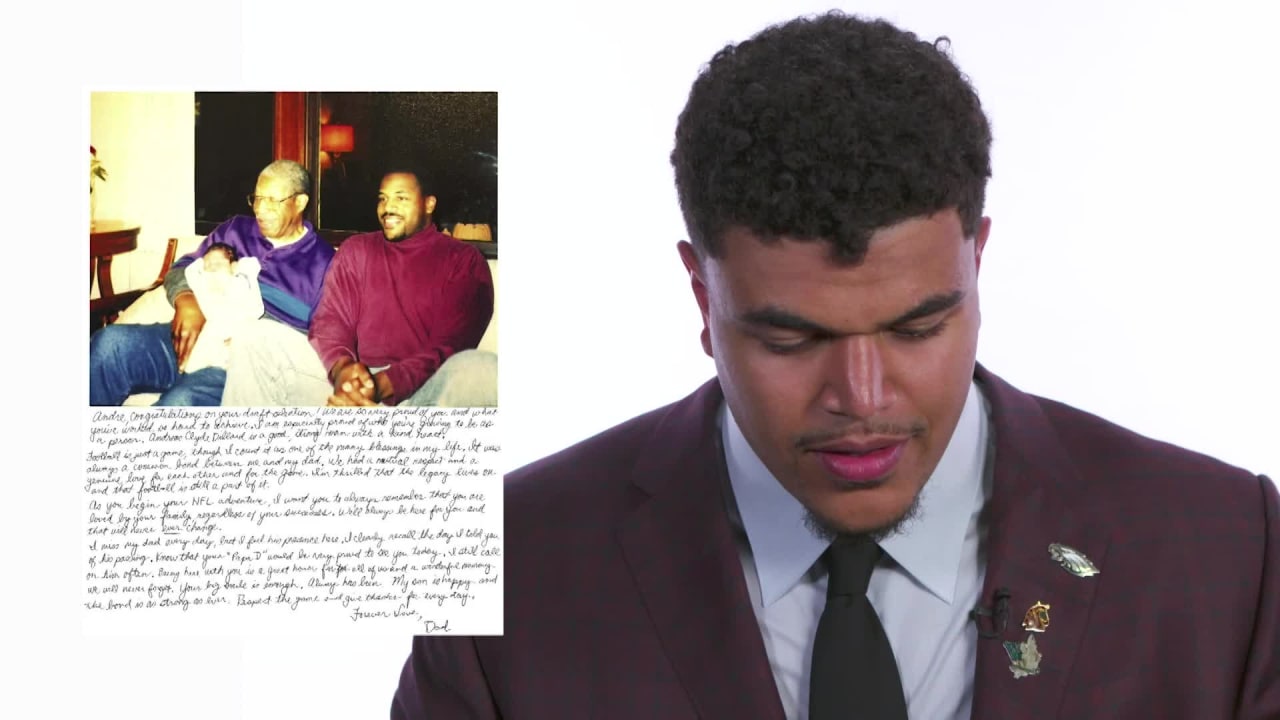 Philadelphia Eagles offensive tackle Andre Dillard reads father's ...