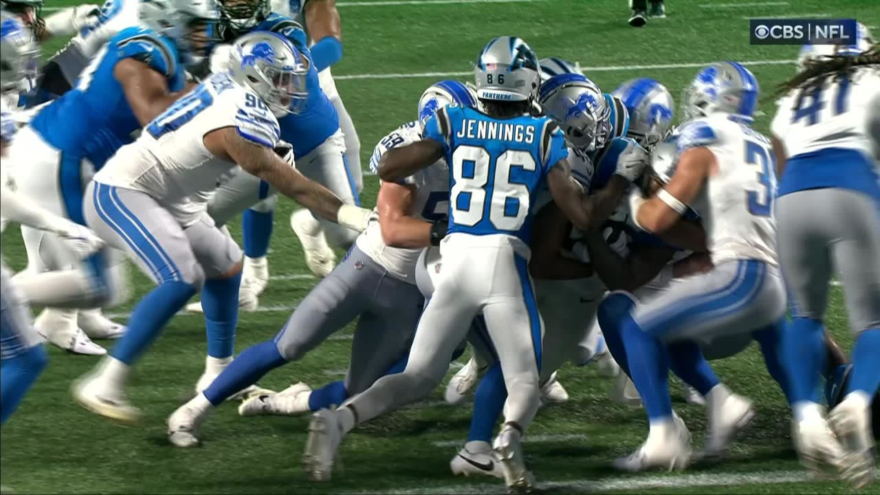 Carolina Panthers running back Spencer Brown pushes the pile on 4-yard ...