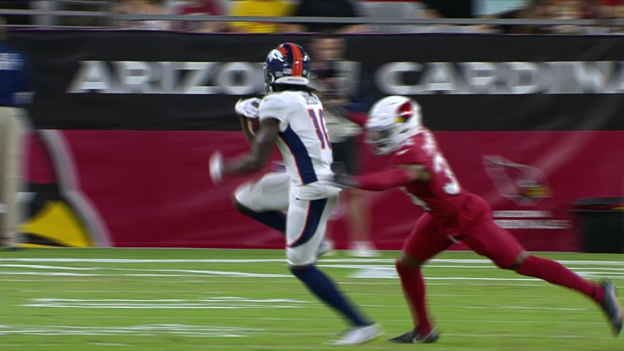 Quarterback Russell Wilson throws laser to wide receiver Jerry Jeudy ...