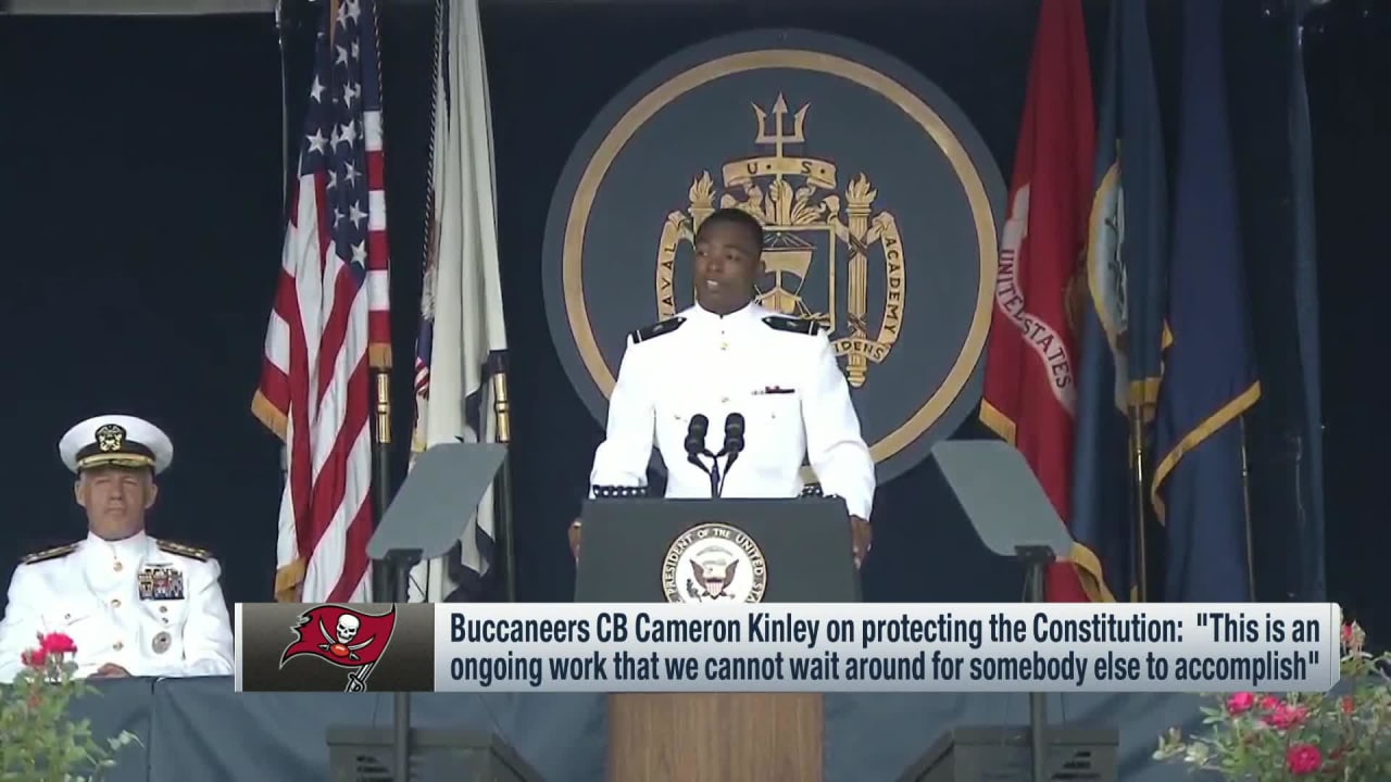 Tampa Bay Buccaneers rookie cornerback Cameron Kinley speaks at his U.S ...
