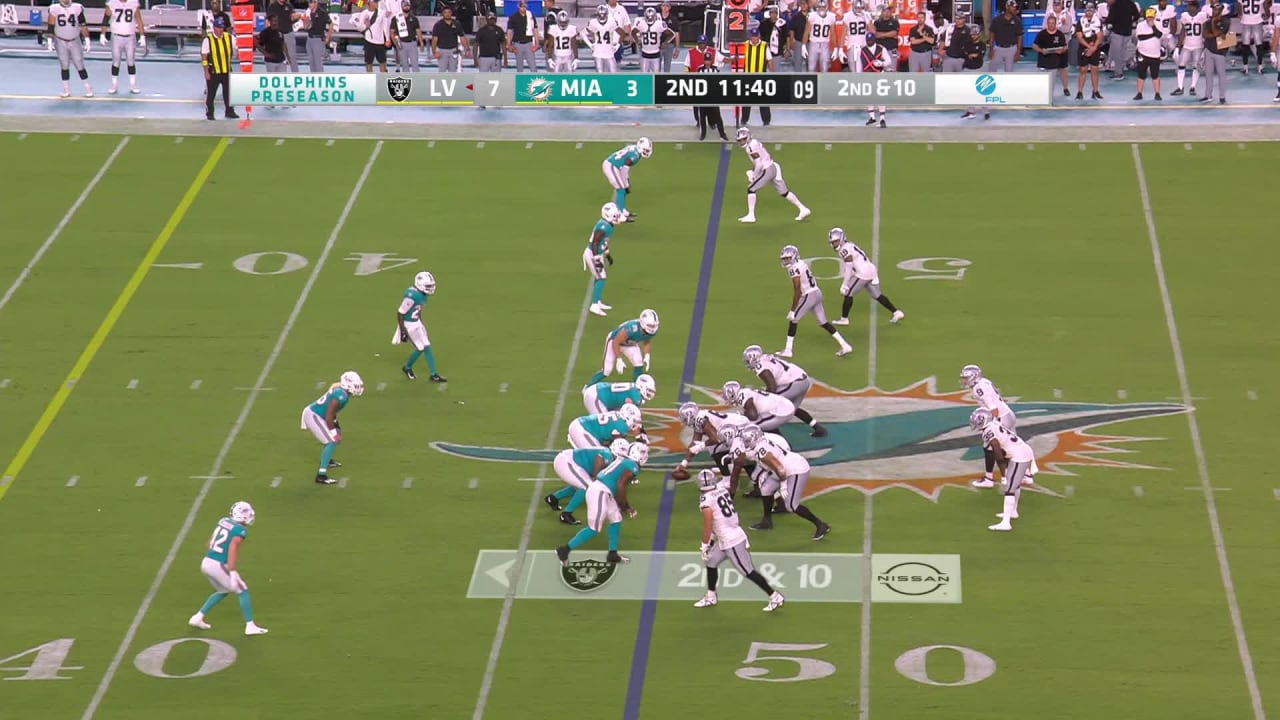 Miami Dolphins linebacker Porter Gustin races around edge on way to ...