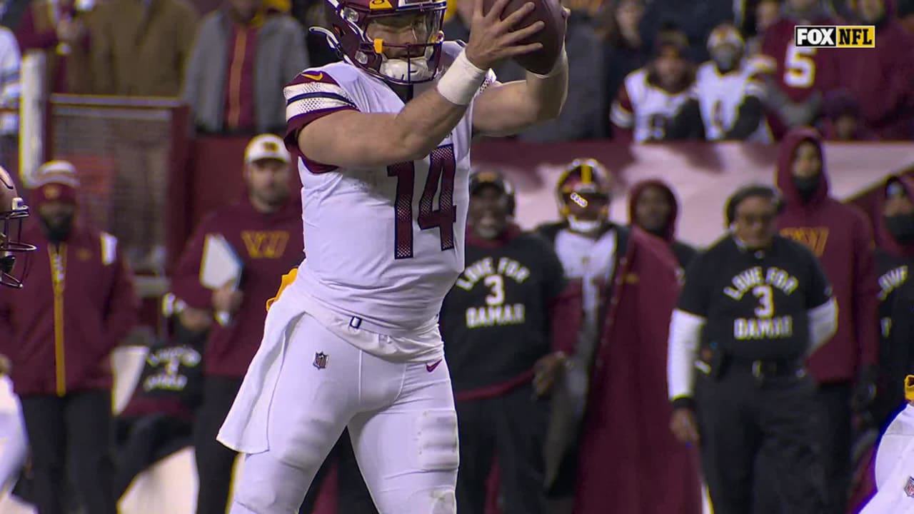 Washington Commanders quarterback Sam Howell hits cutback lane with ...