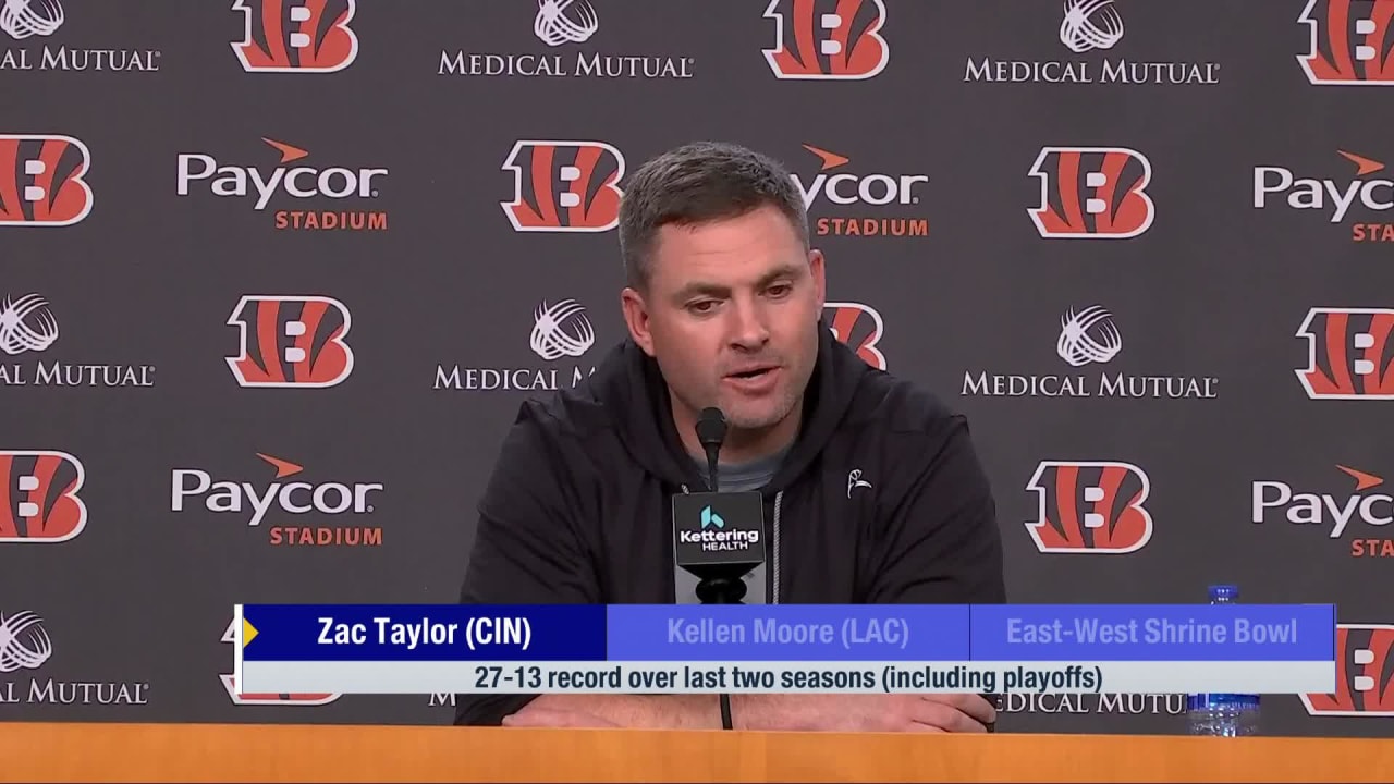 Cincinnati Bengals head coach Zac Taylor reacts to Bengals coordinators ...