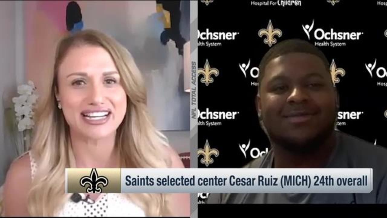 New Orleans Saints rookie center Cesar Ruiz reacts to post-draft video ...
