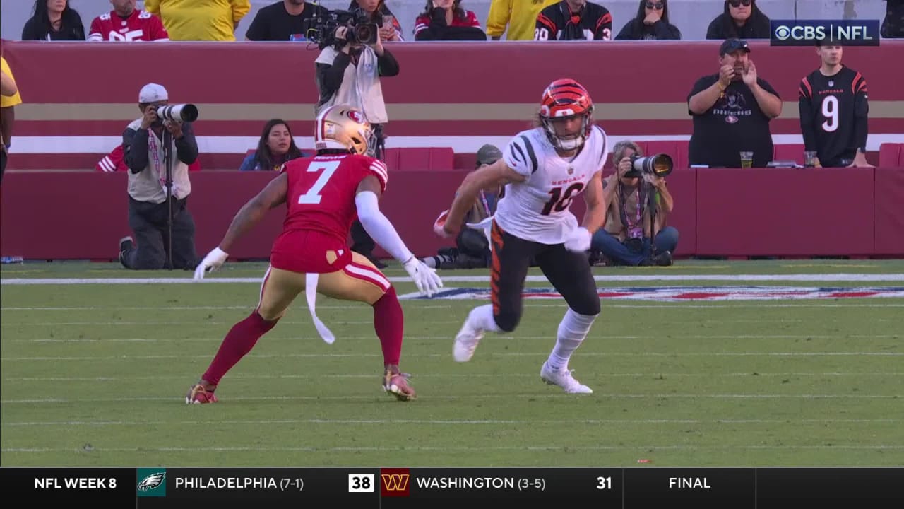 Cincinnati Bengals quarterback Joe Burrow's 21-yard pass to wide ...