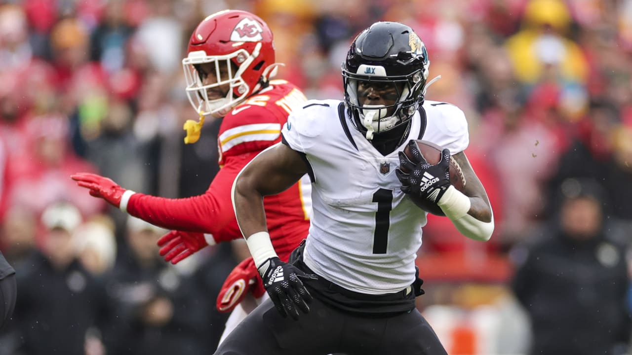 Jacksonville Jaguars running back Travis Etienne finds space on third-and-short for 18-yard gain