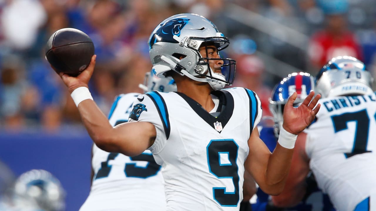 Carolina Panthers quarterback Bryce Young fires dart to fellow rookie ...