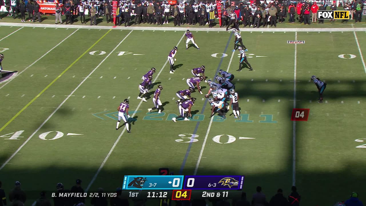 Carolina Panthers running back D'Onta Foreman bursts straight up the ...