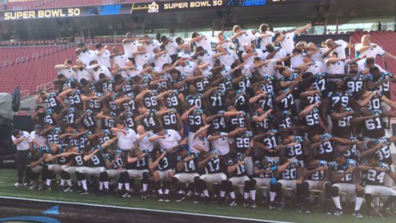 Panthers dab in team photo on eve of Super Bowl