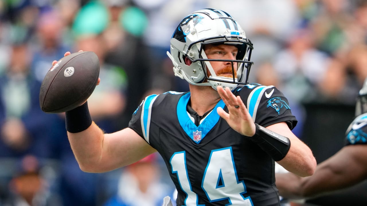 Carolina Panthers quarterback Andy Dalton locates wide-open Panthers ...