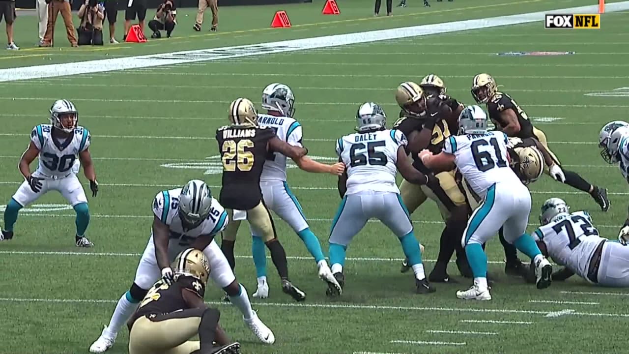 Carolina Panthers quarterback Sam Darnold's INT lands right in New ...