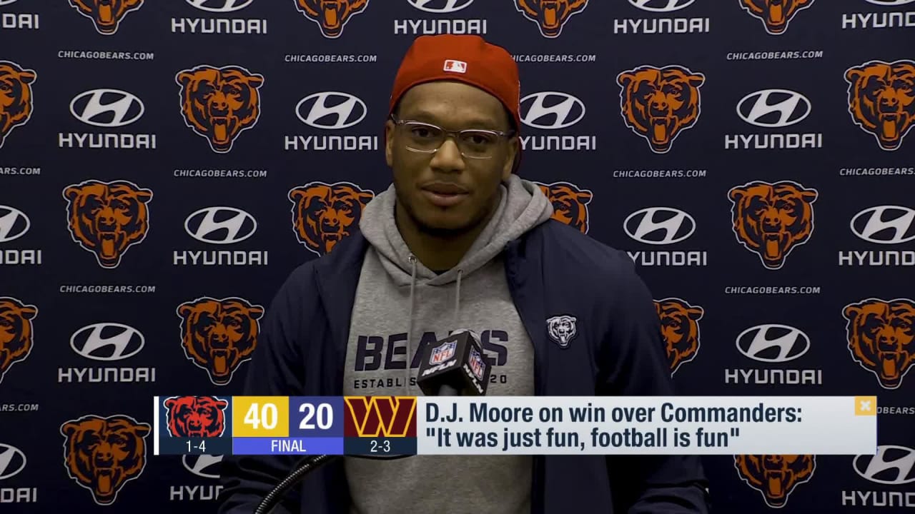 Chicago Bears quarterback Justin Fields, wide receiver DJ Moore react to Bears Week 5 win vs ...