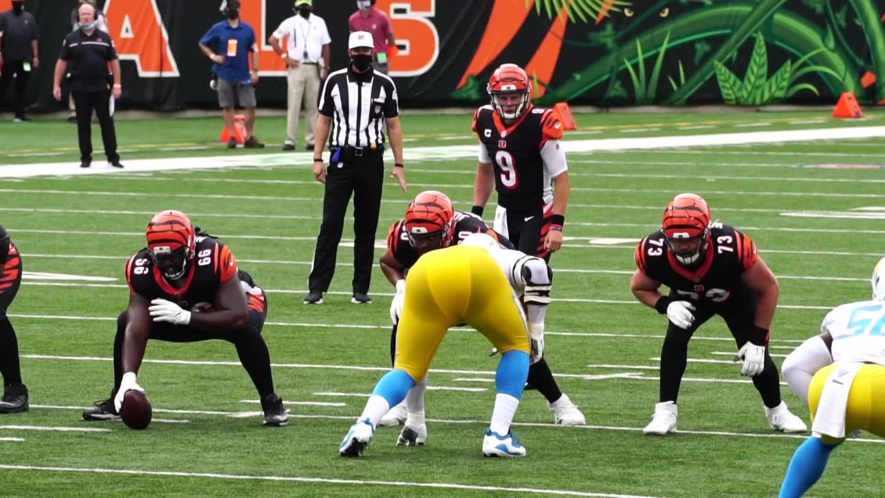 Field view: Cincinnati Bengals rookie quarterback Joe Burrow follows ...