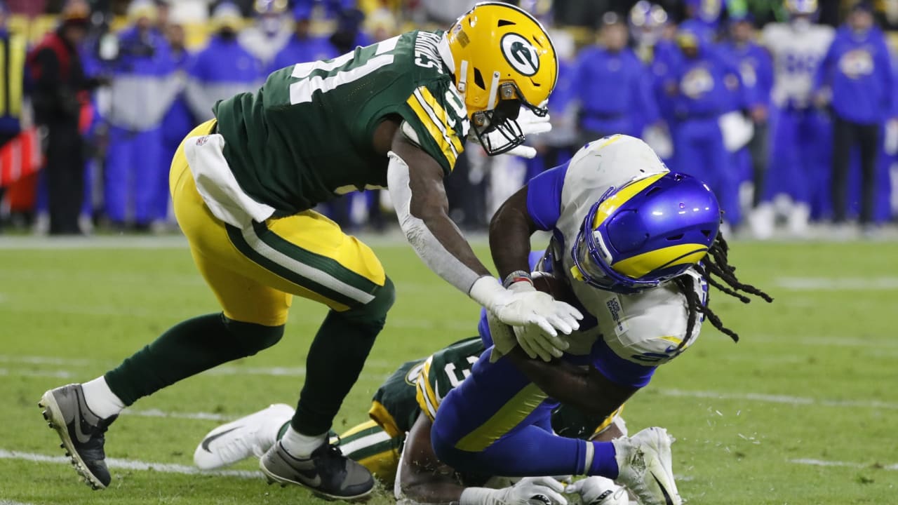 Los Angeles Rams running back Darrell Henderson absorbs heavy contact ...