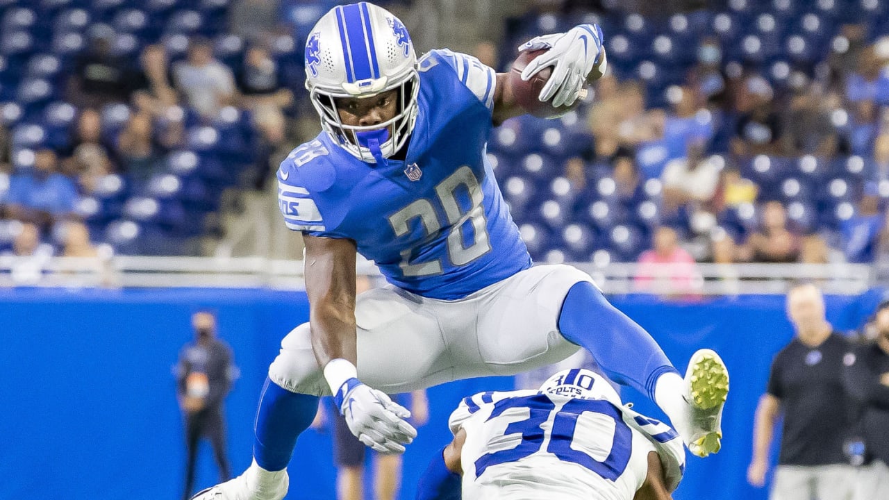 Detroit Lions running back Jermar Jefferson takes flight on epic hurdle ...