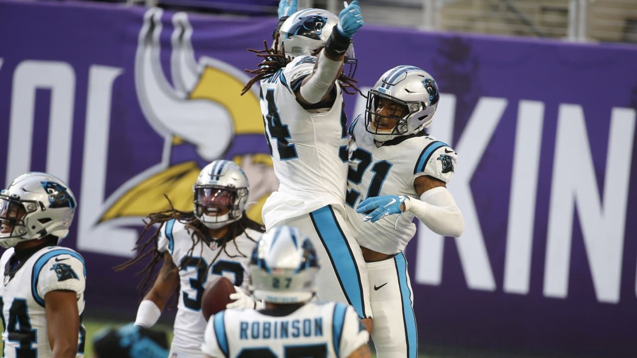 Carolina Panthers safety Jeremy Chinn rips ball from Minnesota Vikings ...