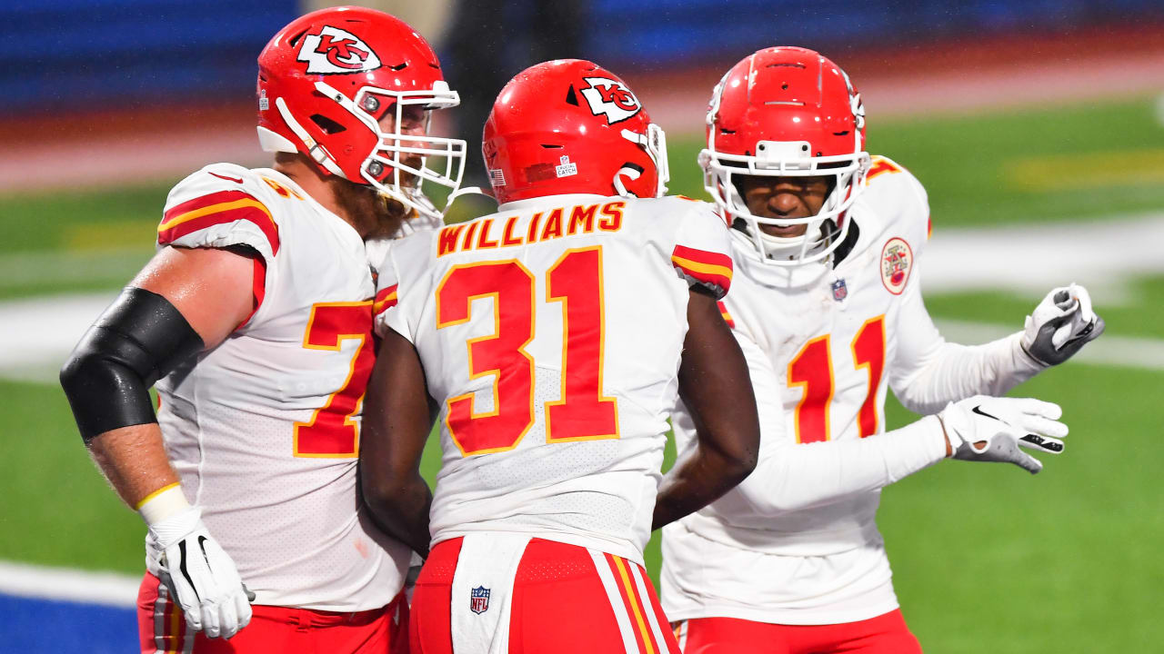 Kansas City Chiefs running back Darrel Williams plows off left guard ...