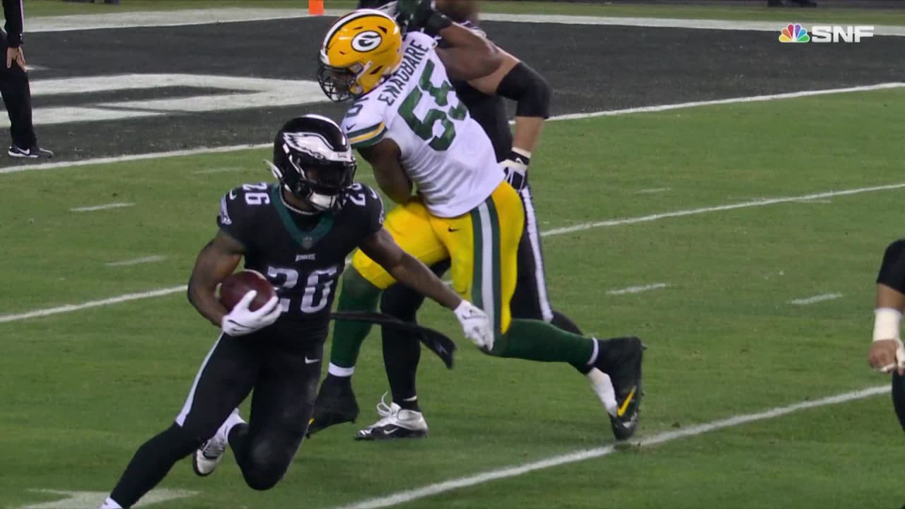 Philadelphia Eagles Running Back Miles Sanders Hits The Edge For A 21