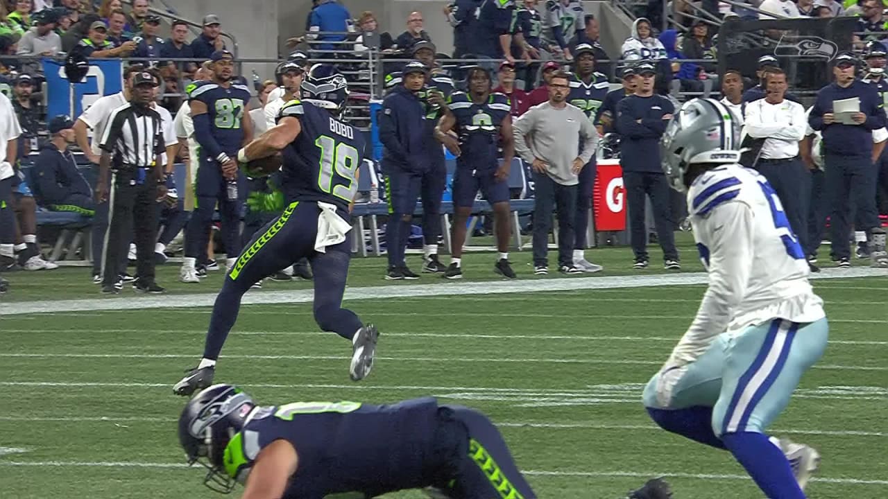 Seattle Seahawks wide receiver Jake Bobo absorbs cornerback Juanyeh ...