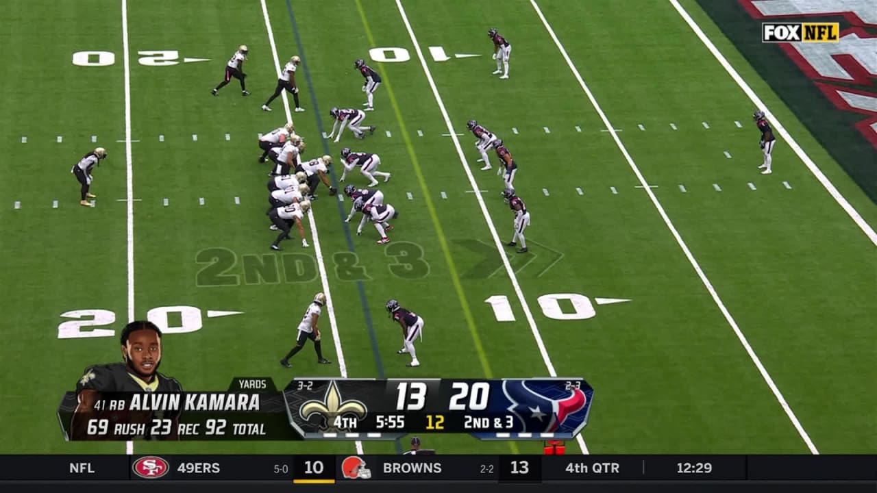 Houston Texans stop New Orleans Saints running back Alvin Kamara short ...