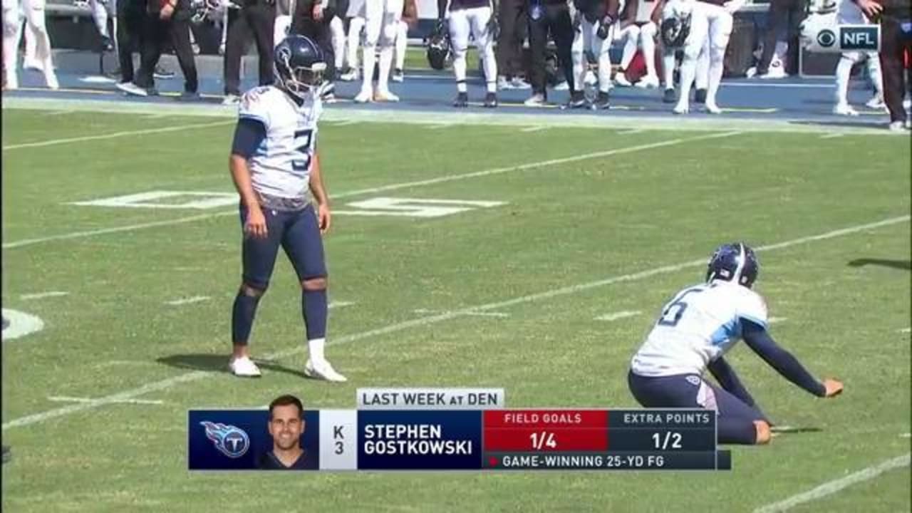 Tennessee Titans kicker Stephen Gostkowski drills long-distance FG at ...
