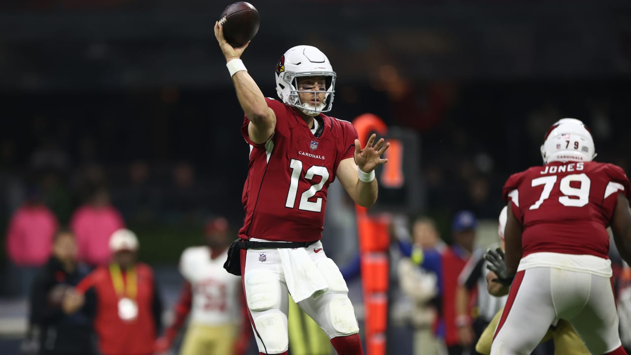 Arizona Cardinals quarterback Colt McCoy back-shoulders wide receiver ...