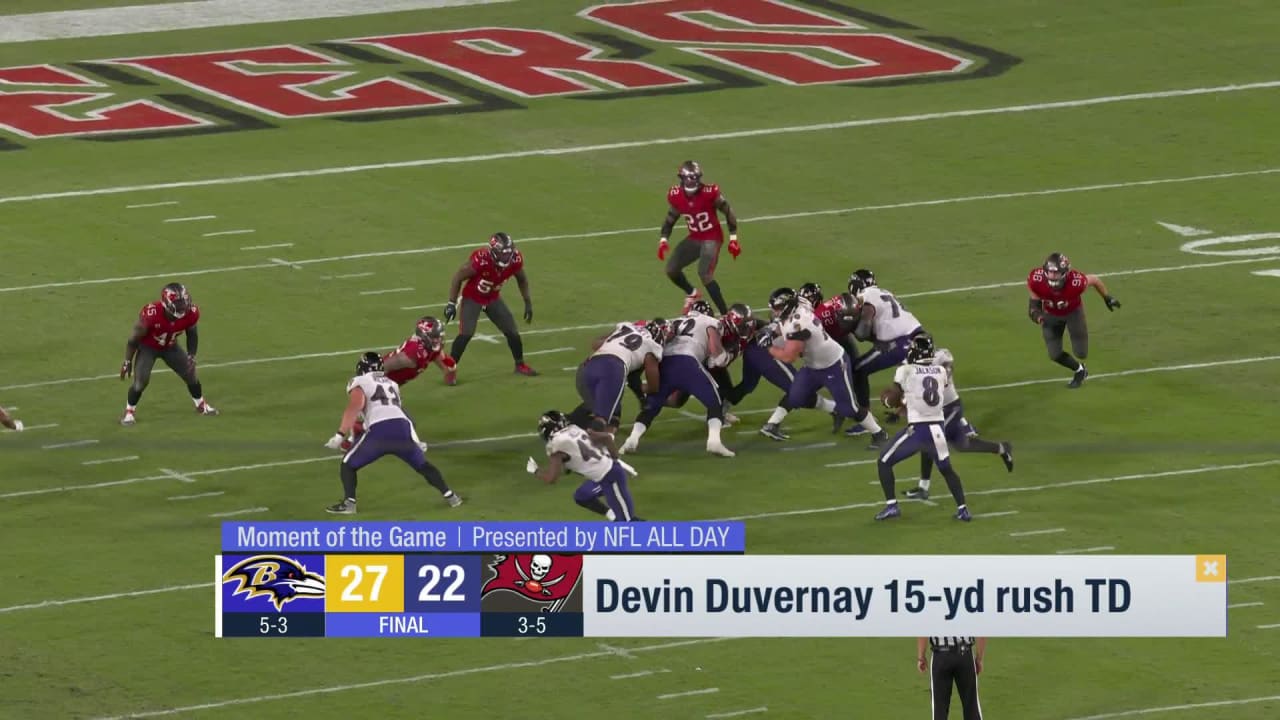 Moment of the Game: Baltimore Ravens wide receiver Devin Duvernay 15-yd ...
