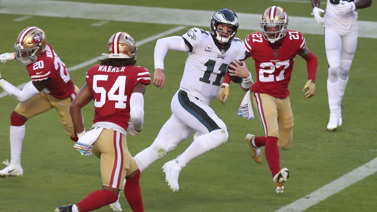 Tricky! Philadelphia Eagles quarterback Carson Wentz fakes out San ...