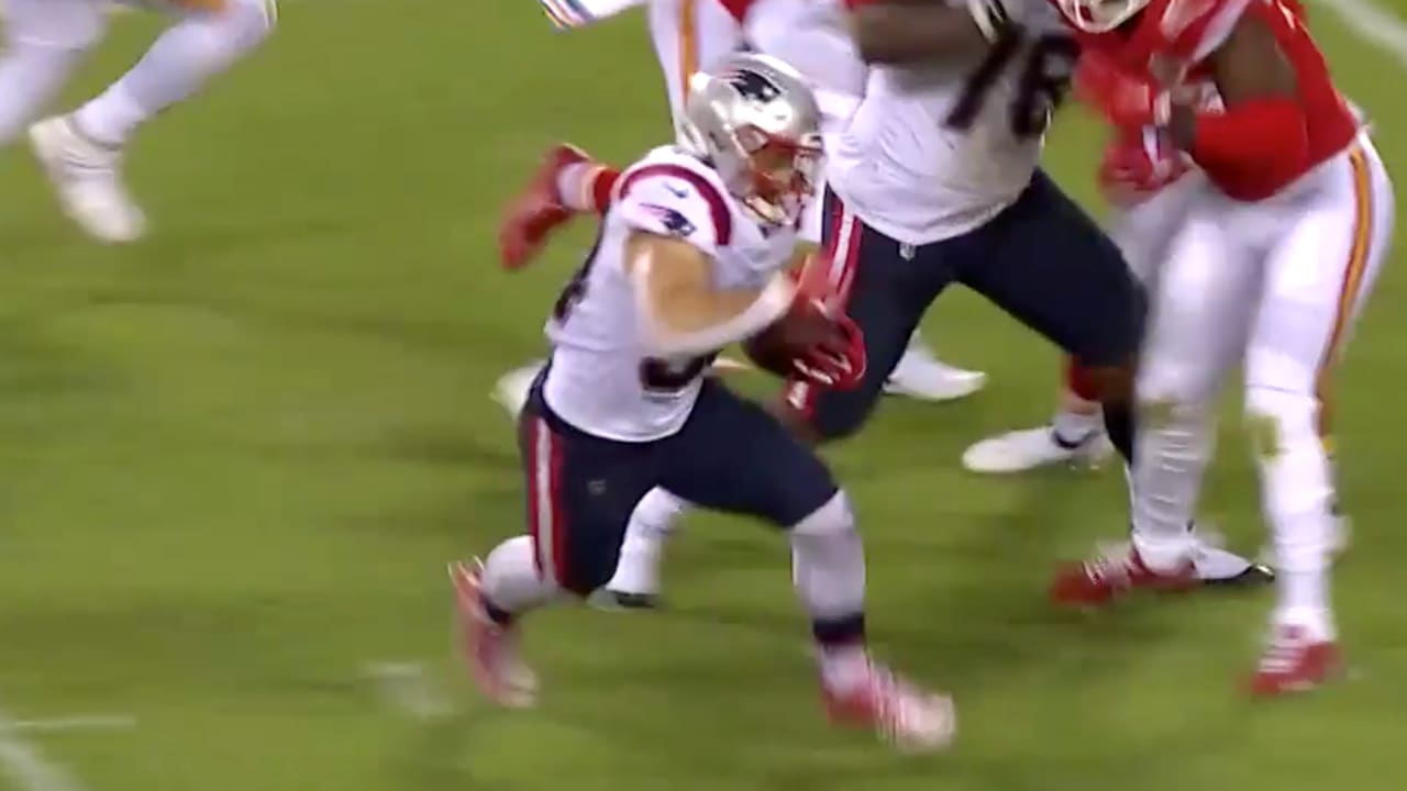 New England Patriots running back Rex Burkhead cuts all the way back ...