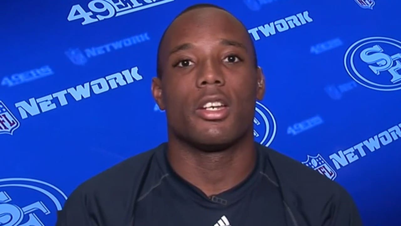 San Francisco 49ers running back Matt Breida reacts to being the ...