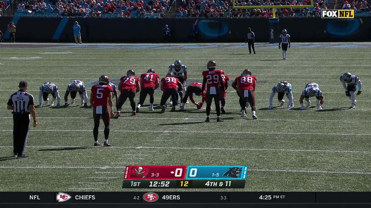 Tampa Bay Buccaneers punter Jake Camarda's 55-yard coffin-corner punt ...