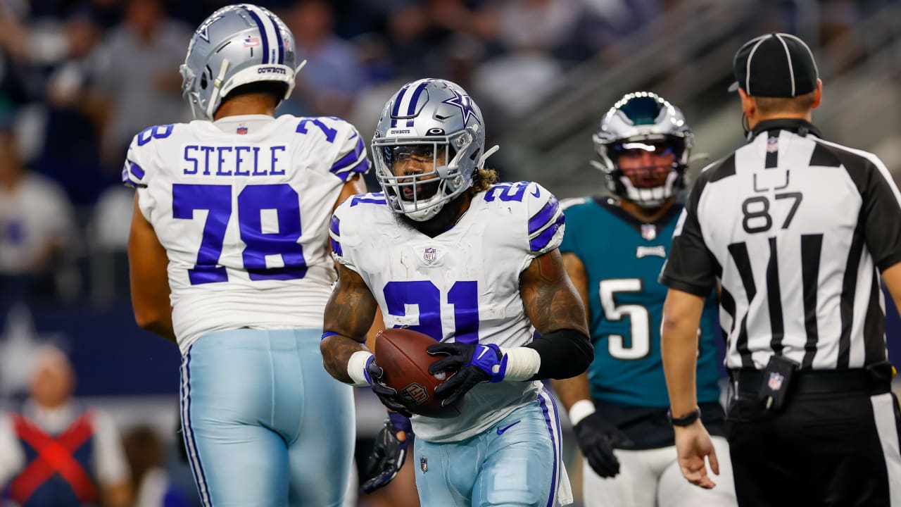 Dallas Cowboys running back Zeke follows guard Zack Martin for TD to ...
