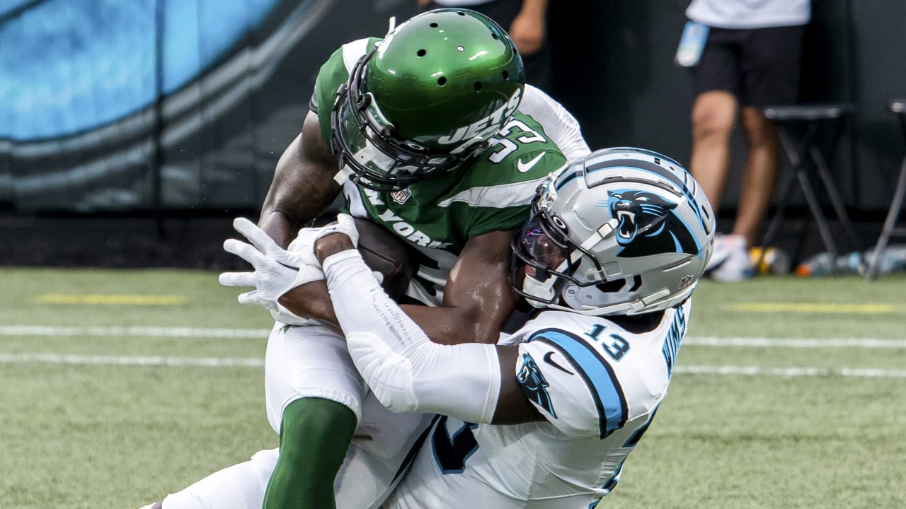 New York Jets cornerback Jimmy Moreland snags INT on Carolina Panthers ...
