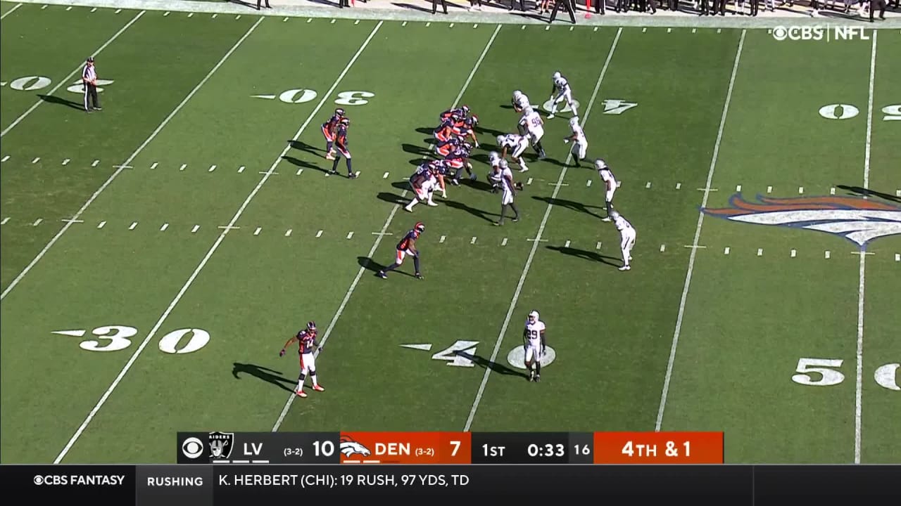 Las Vegas Raiders cornerback Brandon Facyson intercepts Denver Broncos ...