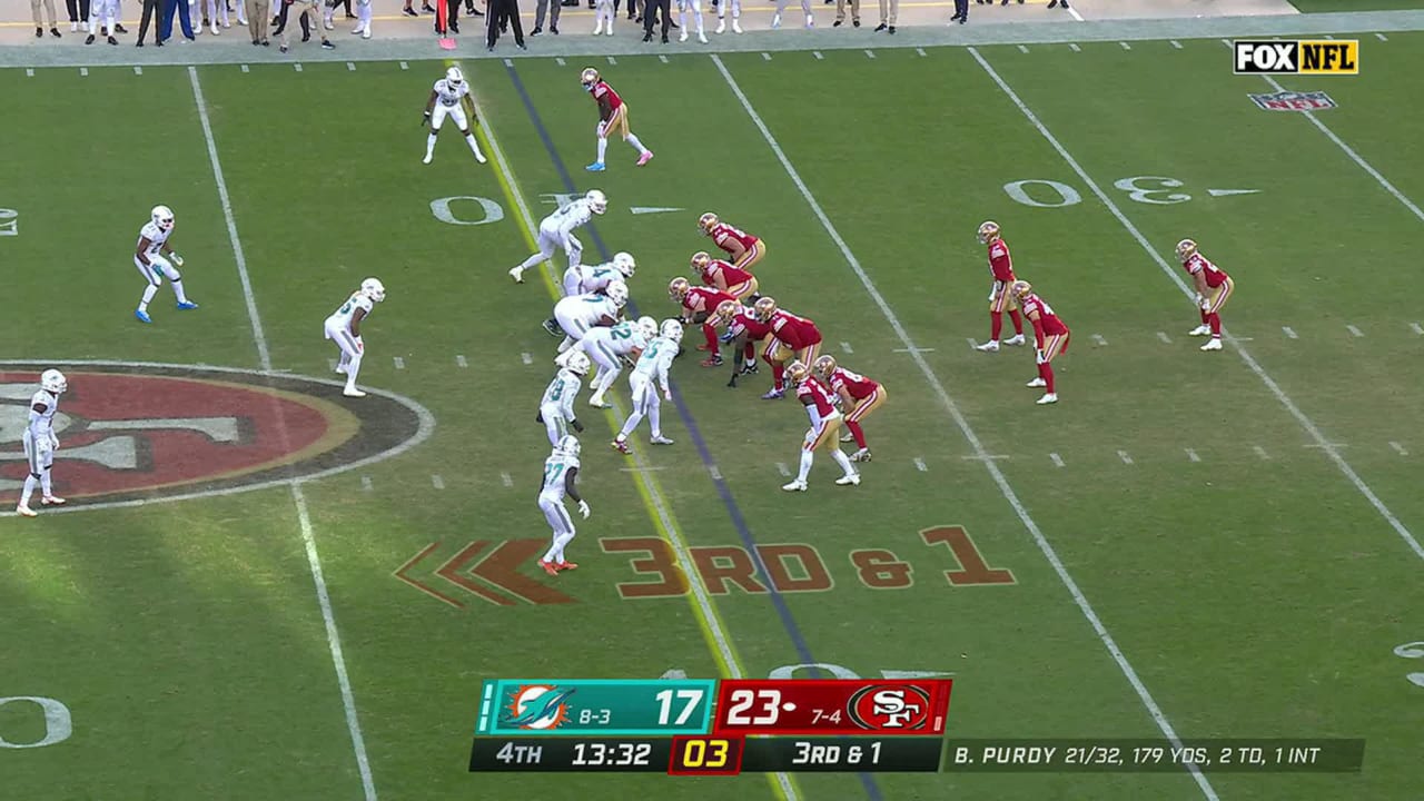 San Francisco 49ers quarterback Brock Purdy's 12-yard dart to wide ...