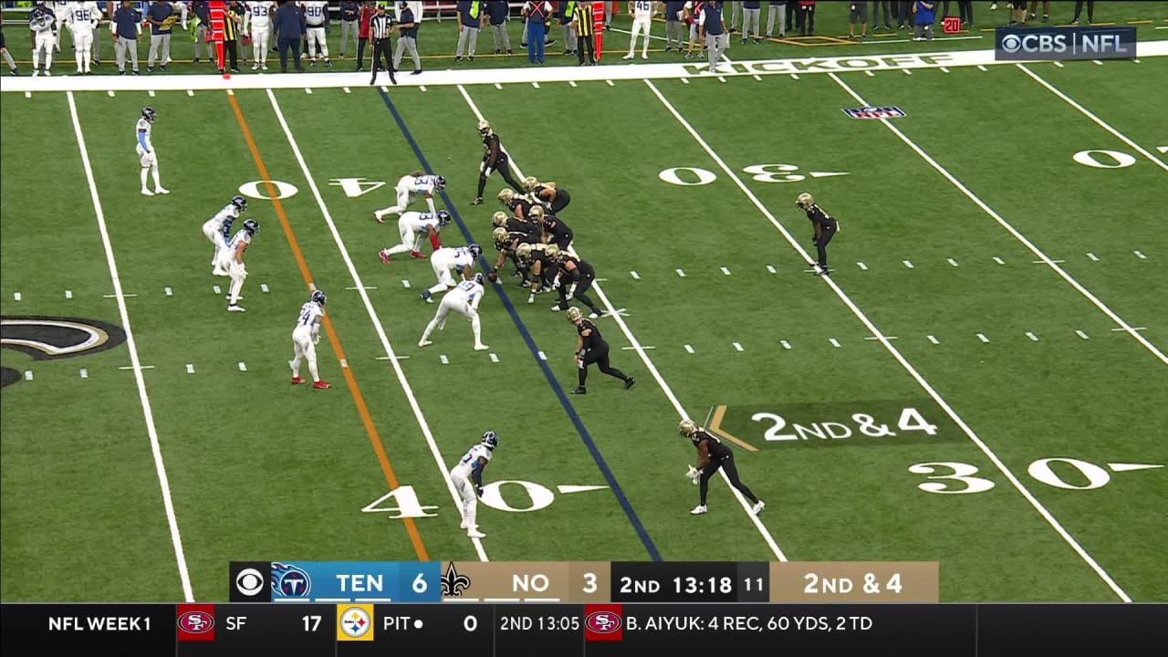 Tennessee Titans defensive end Arden Key wraps up Derek Carr on 6-yard sack