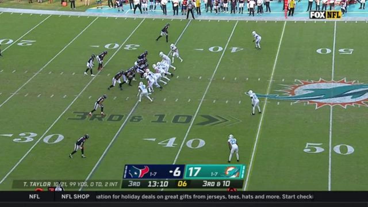 Miami Dolphins defensive back Justin Coleman completes tip-drill for INT