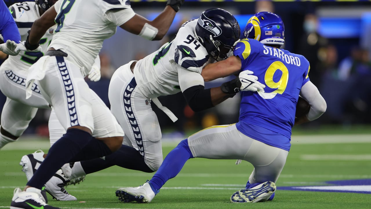 Seattle Seahawks defensive end Rasheem Green plows Los Angeles Rams ...
