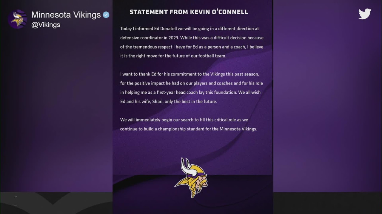Minnesota Vikings fire defensive coordinator Ed Donatell after one season