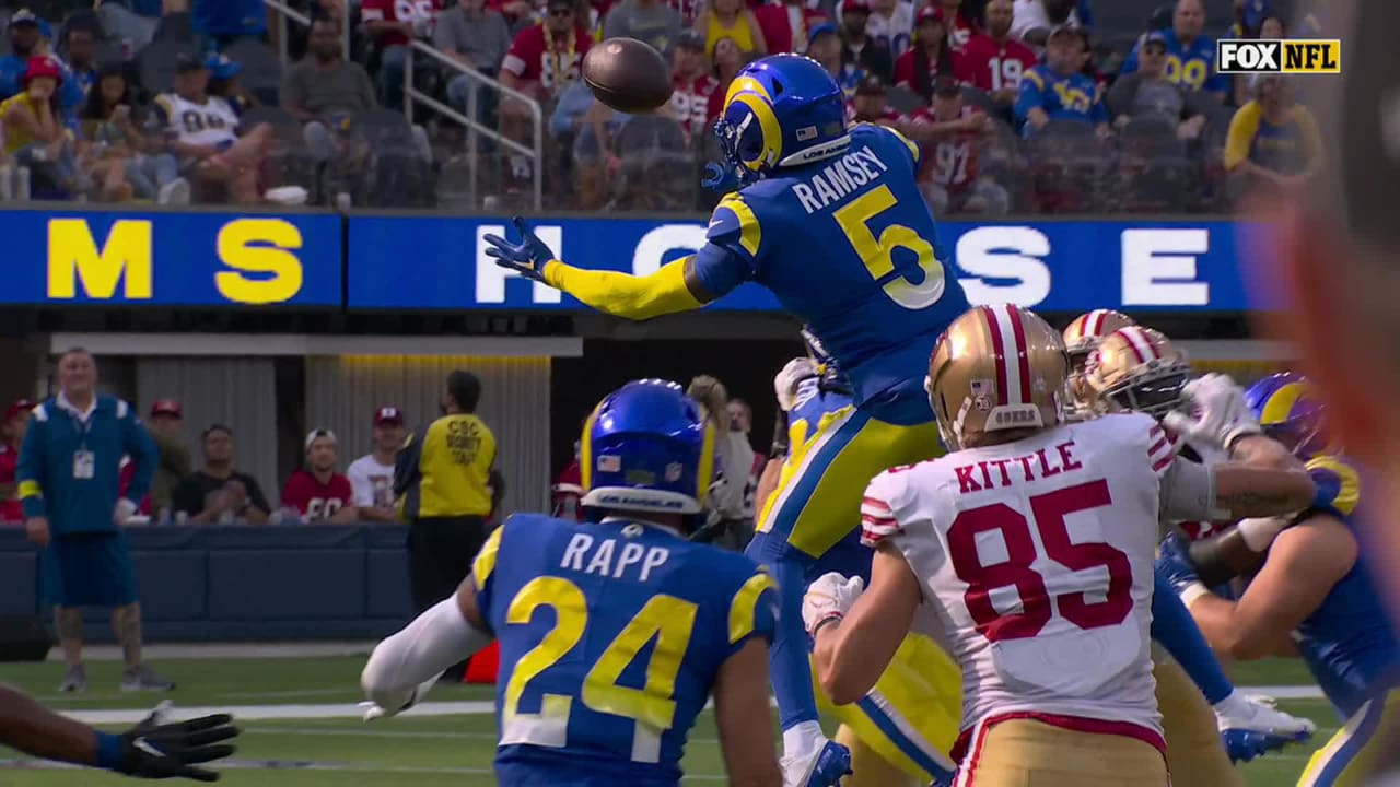 Los Angeles Rams cornerback Jalen Ramsey nearly high-points San ...