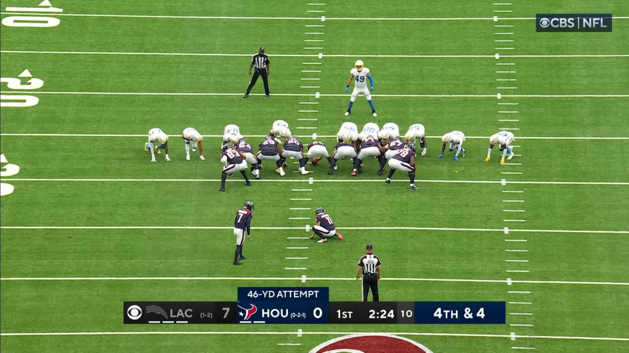 Houston Texans kicker Ka'imi Fairbairn's 46-yard FG goes way wide left