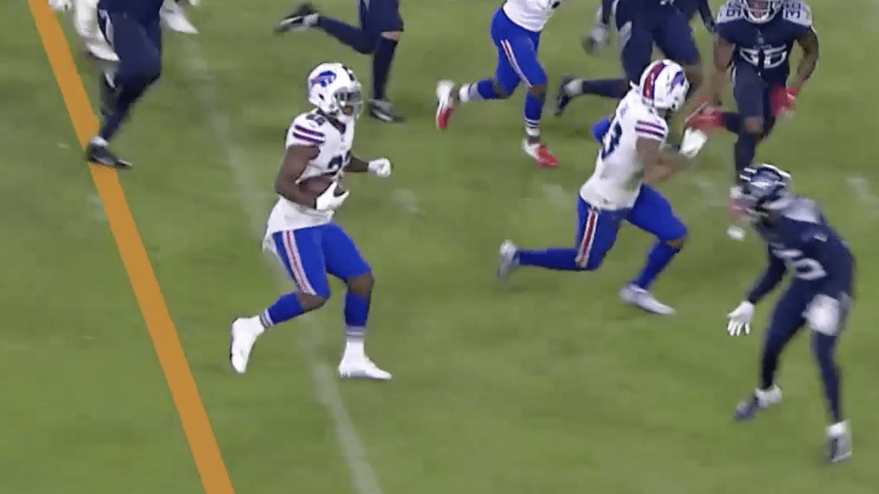 Buffalo Bills running back T.J. Yeldon winds his way through the ...