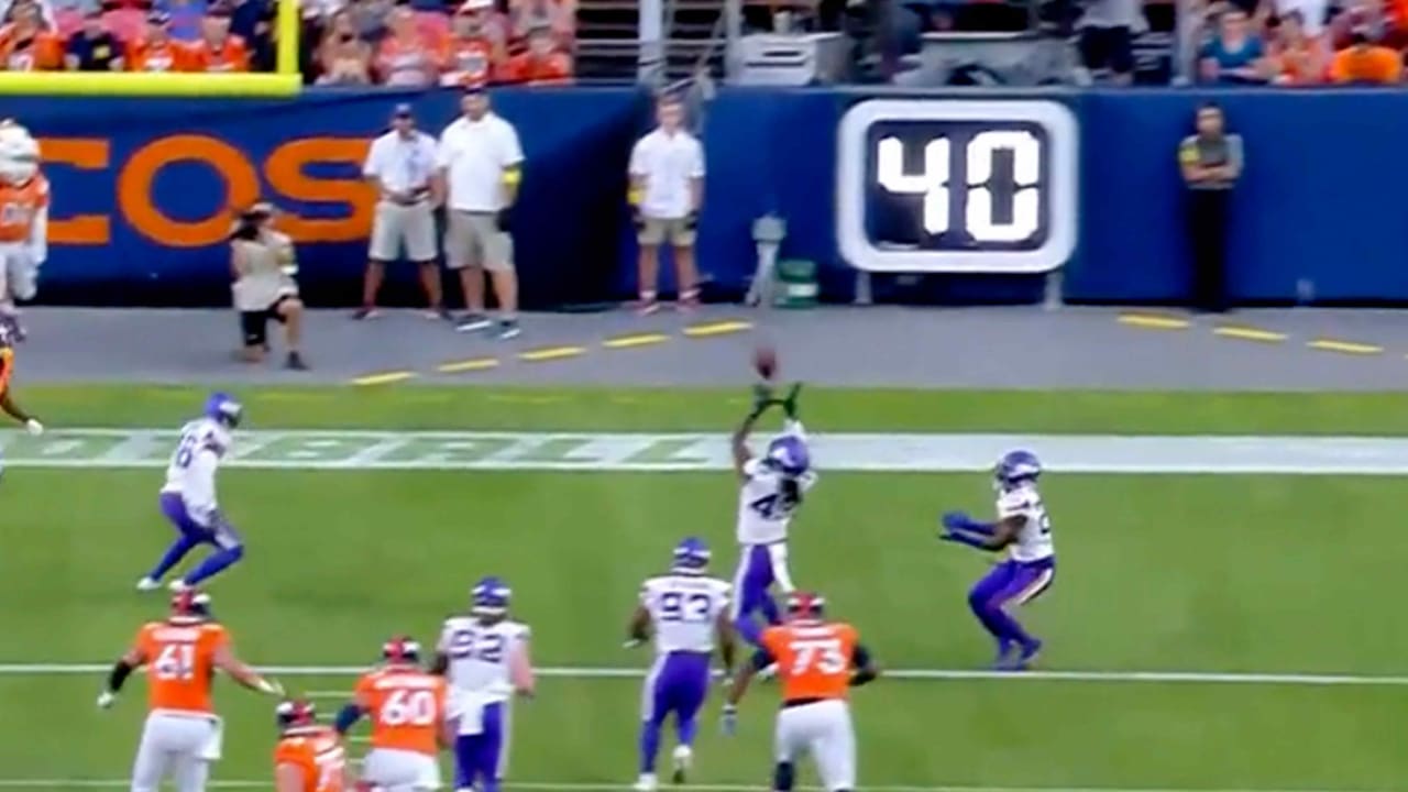 Minnesota Vikings linebacker Luiji Vilain nabs a deflected interception ...