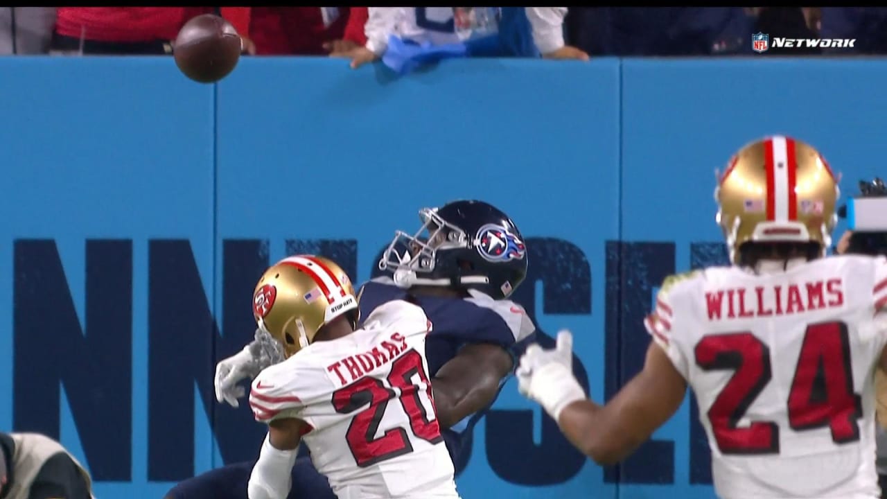 San Francisco 49ers cornerback Ambry Thomas' heads-up PBU prevents 43 ...