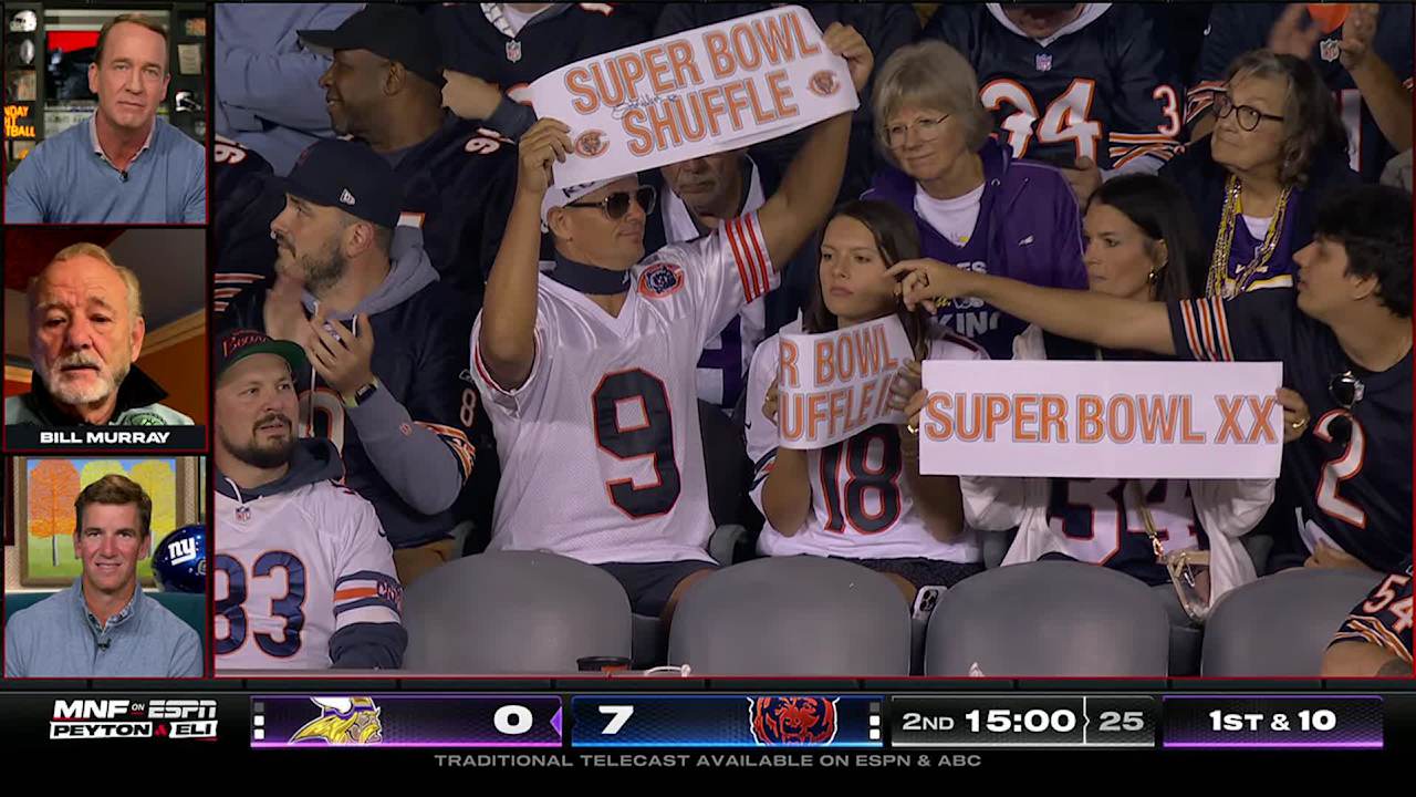 Actor and comedian Bill Murray joins Peyton Manning and Eli Manning on the ManningCast during ...